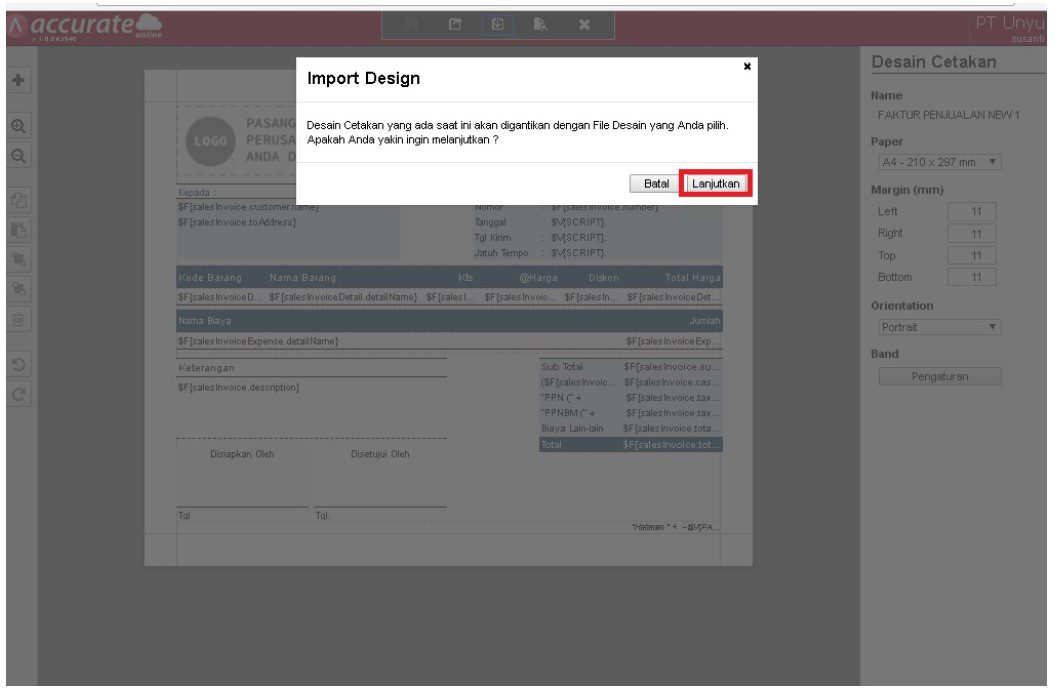 Cara Export dan Import Desain Cetakan pada Accurate Online