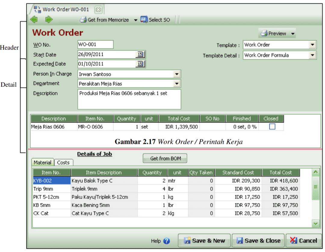 Cara Membuat Work Order di Aktivitas Pabrikasi Accurate 5
