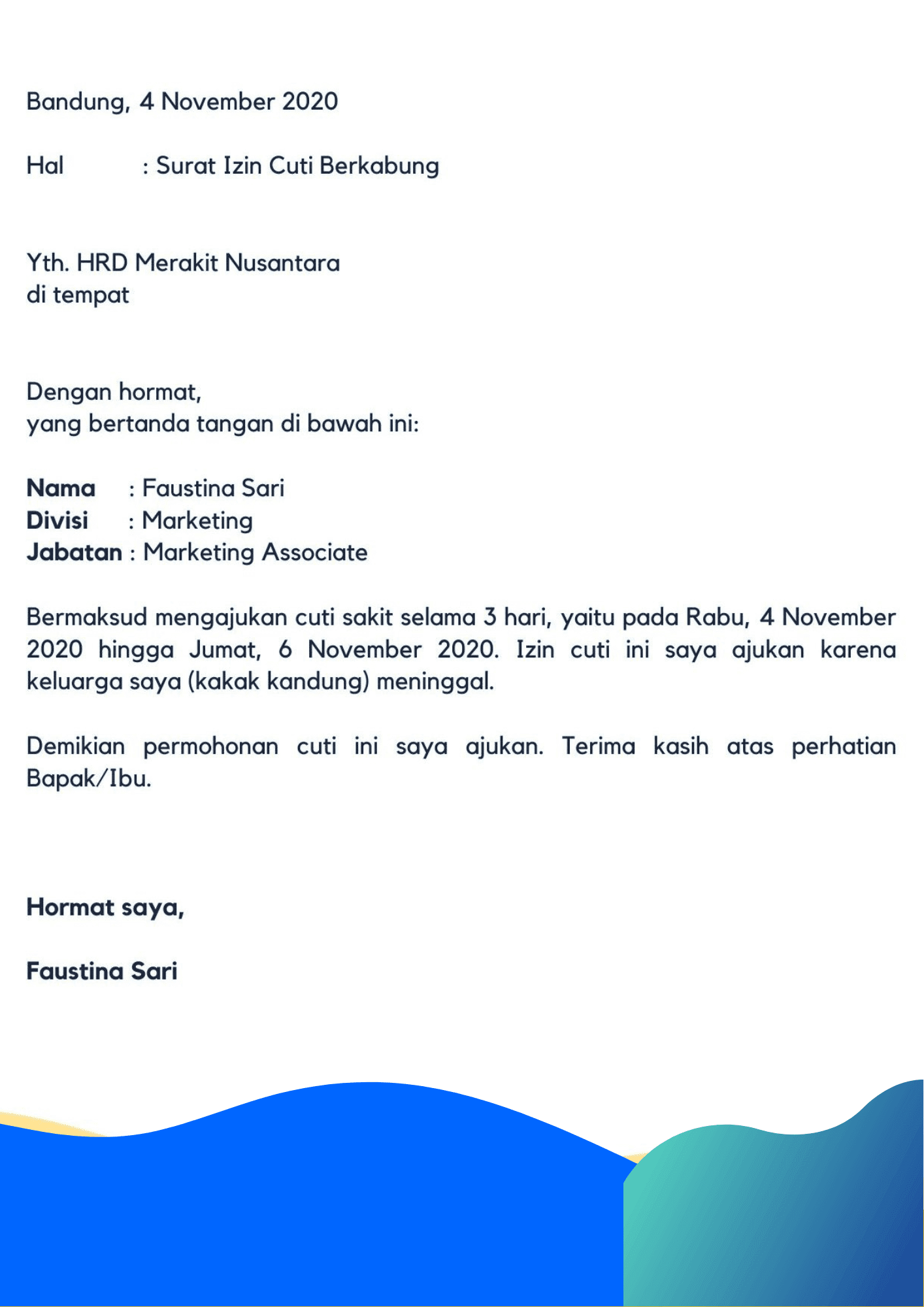 4 Contoh Surat Cuti Kerja Untuk Alasan Tertentu