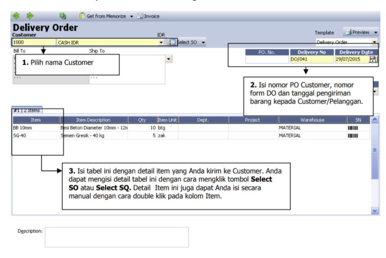 Formulir Pengiriman Pesanan (Delivery Order) di Accurate 5