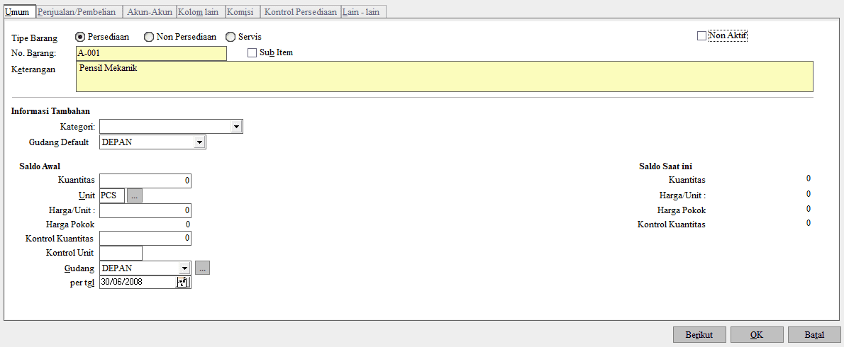 Input dan Filter Barang Baru di Accurate 5 dengan Atribut