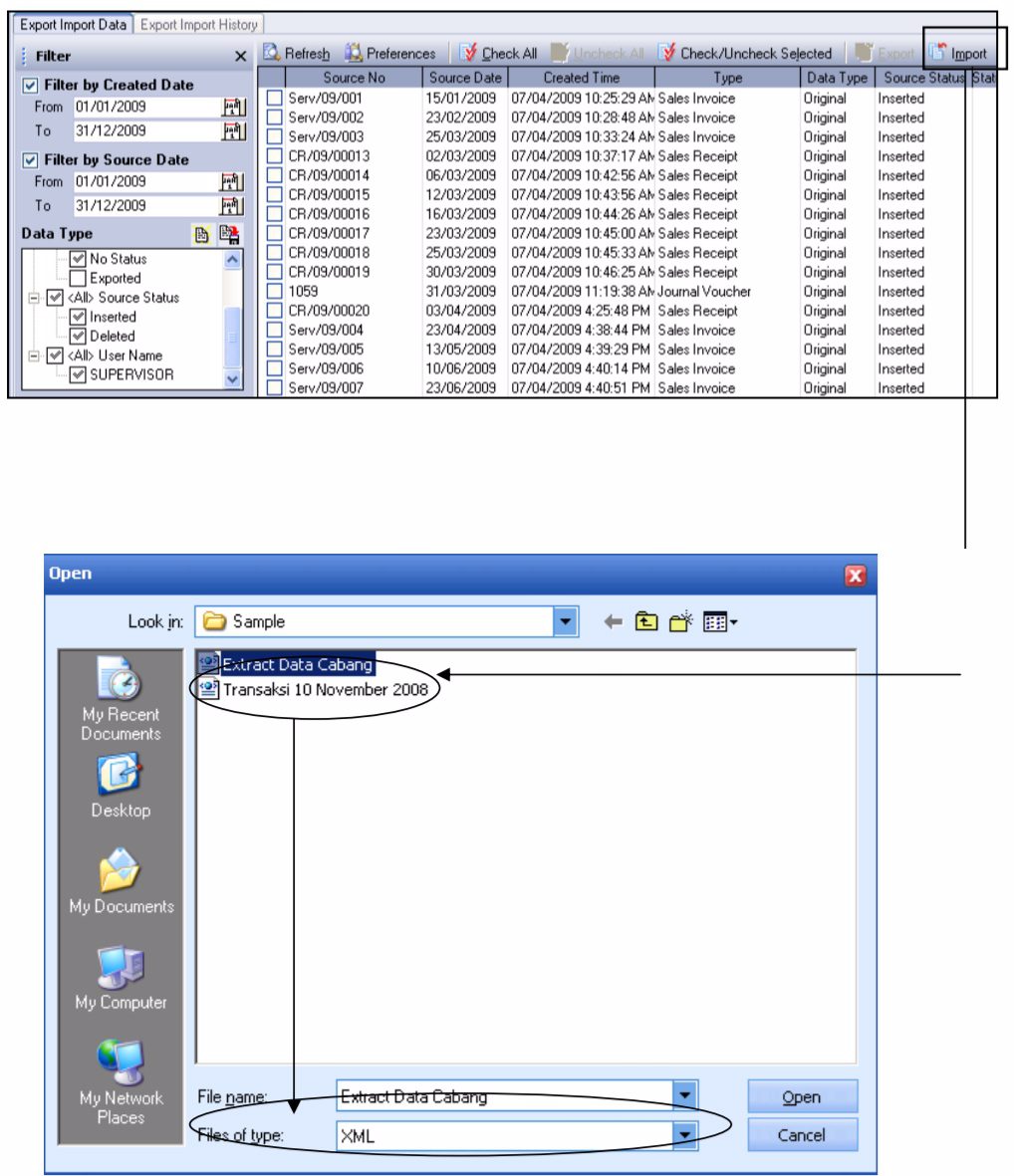 Settingan Mengimpor File XML Database Cabang di Accurate 5