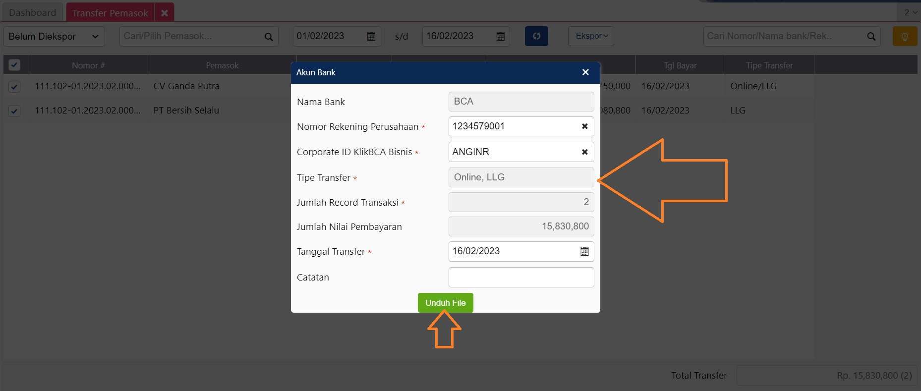 Cara Transfer Pemasok dari Smartlink e-Banking Accurate Online